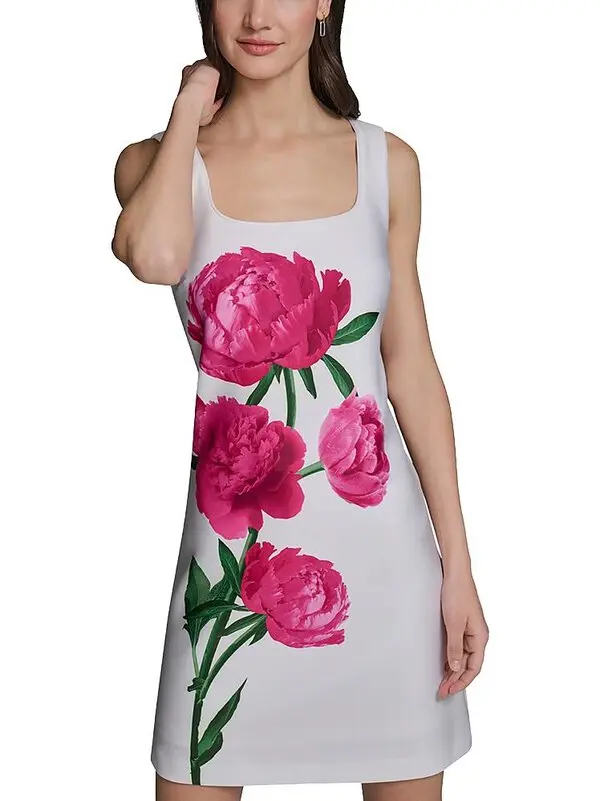 Karl Lagerfeld Paris Floral Printed A-line Dress - Soft White Combo