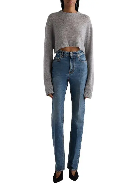 Balenciaga Cashmere Knit Cropped Sweater - 1167 Heather Grey