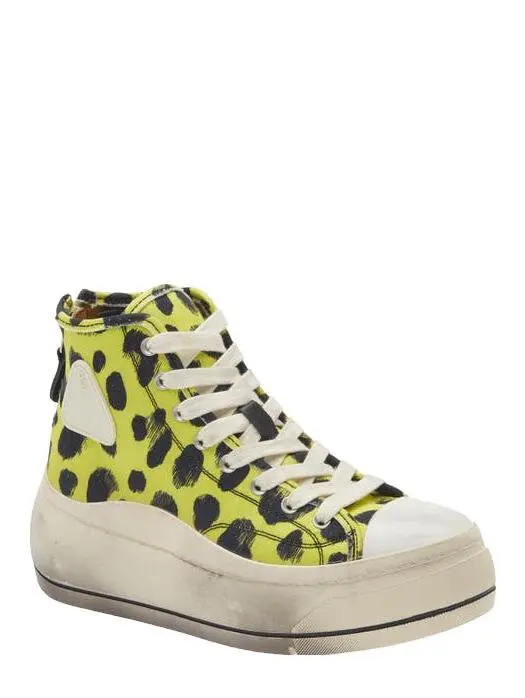 R13 Kurt Cheetah Print High Top Platform Sneaker - Yellow Cheetah Print