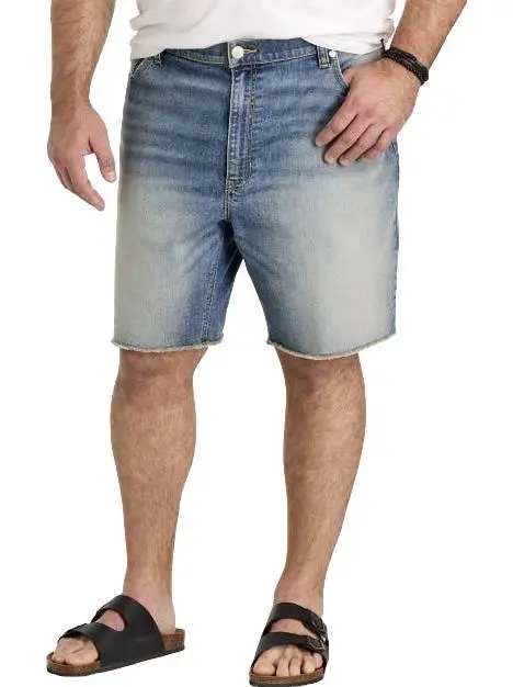 TRUE NATION BY DXL Big & Tall Distressed Denim Shorts - Dirty Indigo