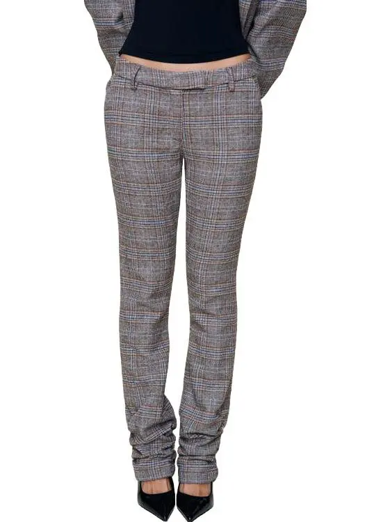 GUIZIO Cora Ruched Hem Pant - Green Tartan