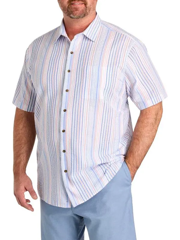 OAK HILL BY DXL Big & Tall Seersucker Stripe Sport Shirt - Multi