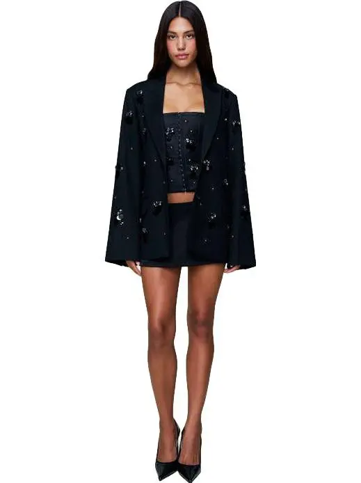 GUIZIO Embellished Oversized Blazer - Black