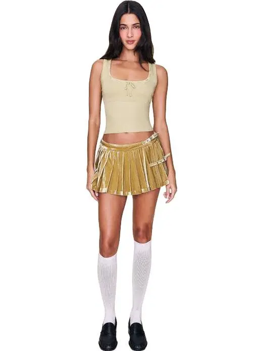 GUIZIO Rylan Velvet Mini Skirt - Olive