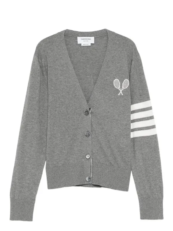 Thom Browne Logo Cardigan - Grey
