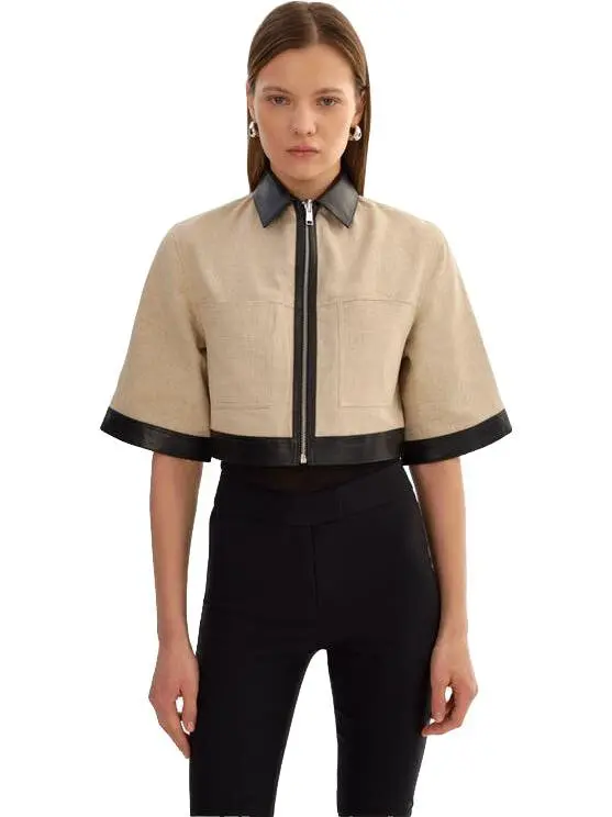 LAMARQUE Caprice | Short Sleeve Jacket - Black/beige