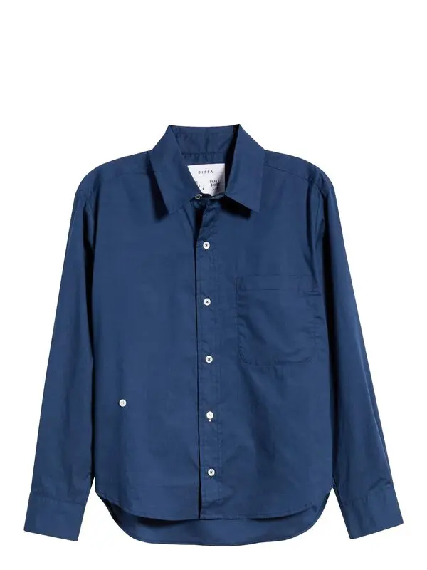 CISSA Relaxed Fit Button-up Wrap Shirt - Navy Blue