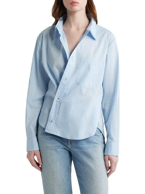 CISSA Relaxed Fit Button-up Wrap Shirt - Sky Blue