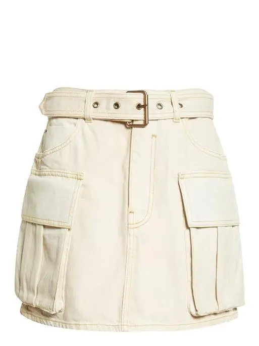 Balmain Faded Denim Miniskirt - Beige
