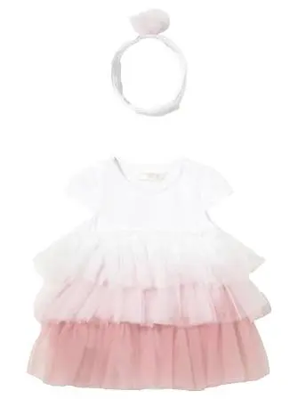 MAYORAL Ruffled Romper With Headband - Pink