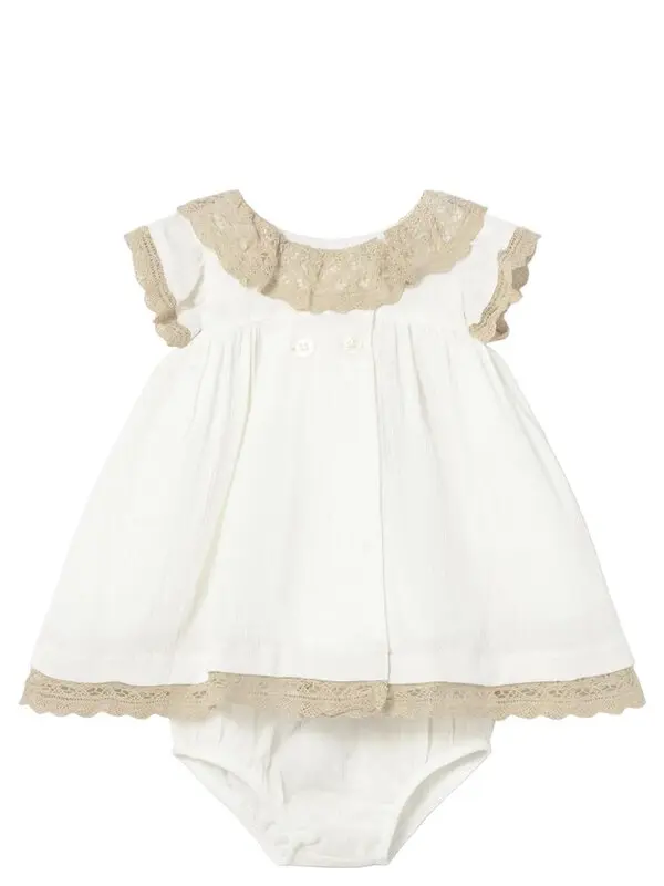 MAYORAL Dress With Lace Trim - White