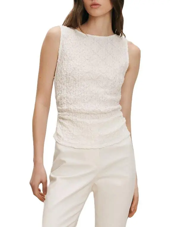 Veronica Beard Selah Ruched Lace Tank - Dove
