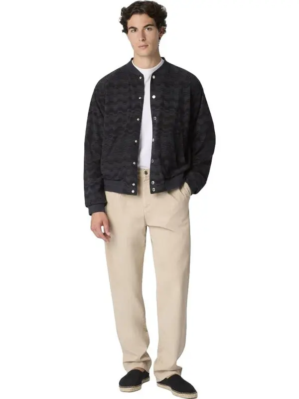 Missoni Cotton Raschel Knit Bomber Jacket - Beige& White