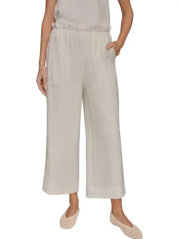 Donna Karan New York Paperbag Waist Linen Pants - Cream
