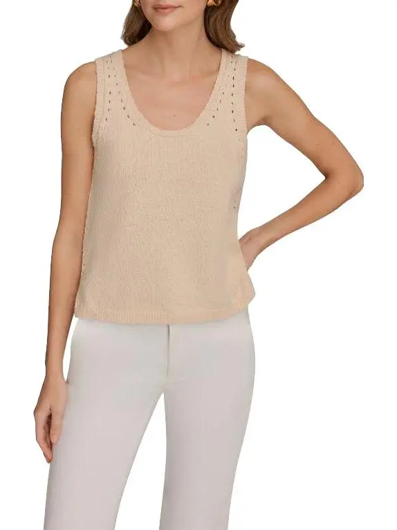 Donna Karan New York Pointelle Stitch Sweater Tank - Scallop Shell