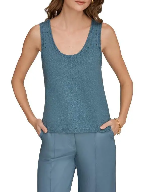 Donna Karan New York Pointelle Stitch Sweater Tank - Washed Indigo