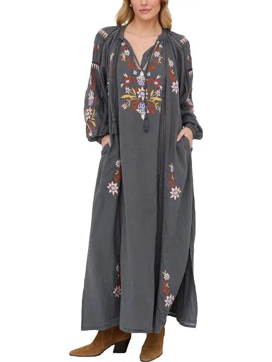 RAFFYA Elisa Kaftan Maxi Dress - Dark Grey