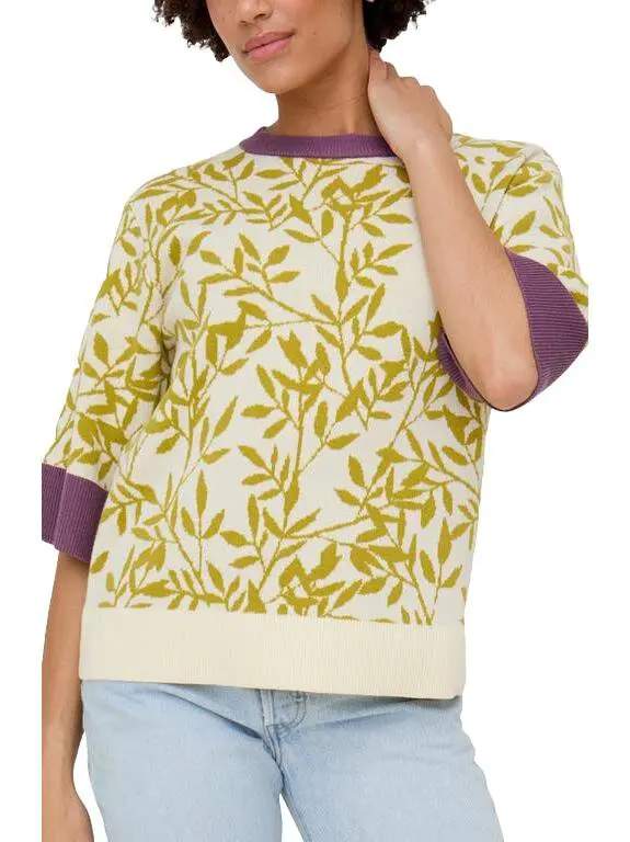 RAFFYA Daffodil Leaf Print Knitted T-shirt - Green