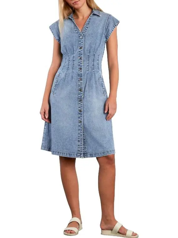 WASH LAB DENIM Perfect Pleats Denim Dress - Denim Dream