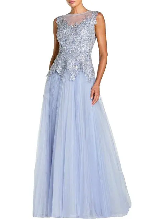 Mac Duggal Embellished Bodice A-line Gown - Periwinkle