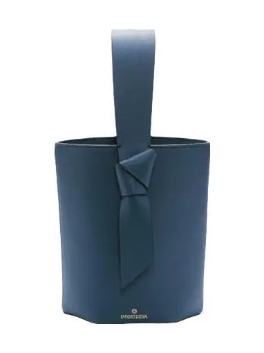 LA PORTEGNA Julieta Knotted Leather Shoulder Bag - Blue