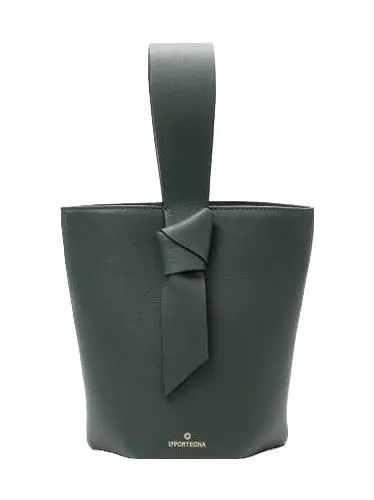 LA PORTEGNA Julieta Knotted Leather Shoulder Bag - Forest