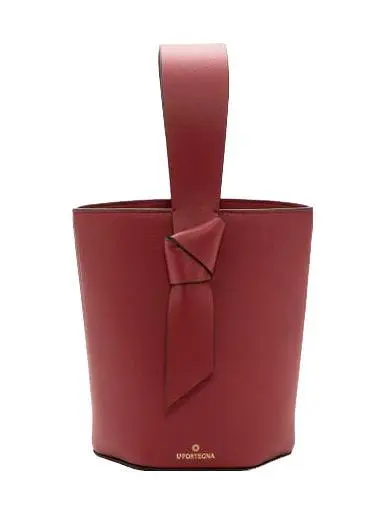 LA PORTEGNA Julieta Knotted Leather Shoulder Bag - Raspberry