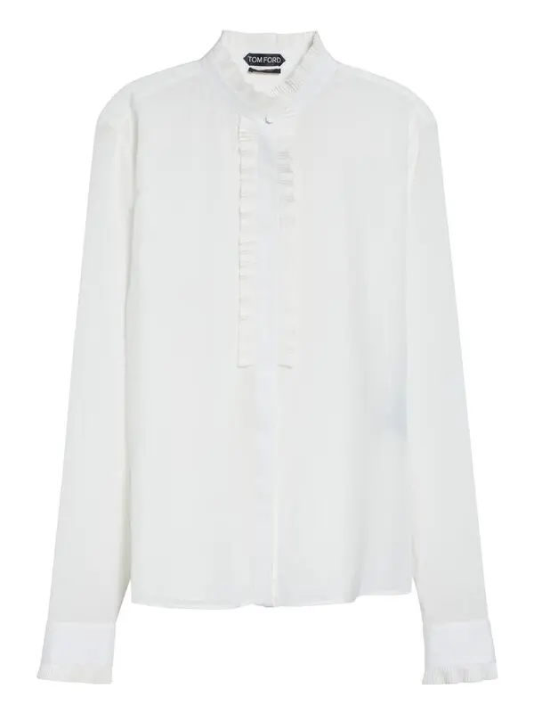 TOM FORD Plissé Ruffle Silk Crêpe De Chine Button-up Shirt - Off White
