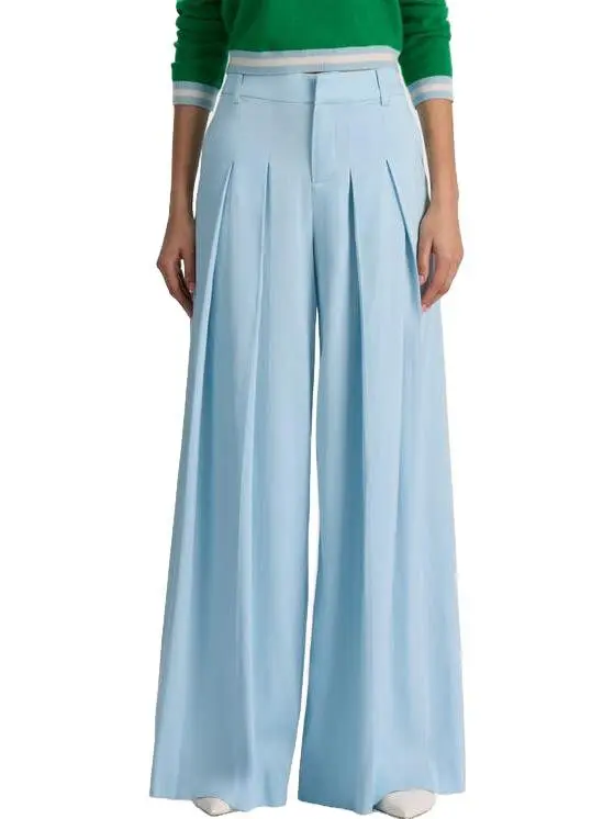 Alice + Olivia Blaire Pleated Wide Leg Pants - Carolina Blue