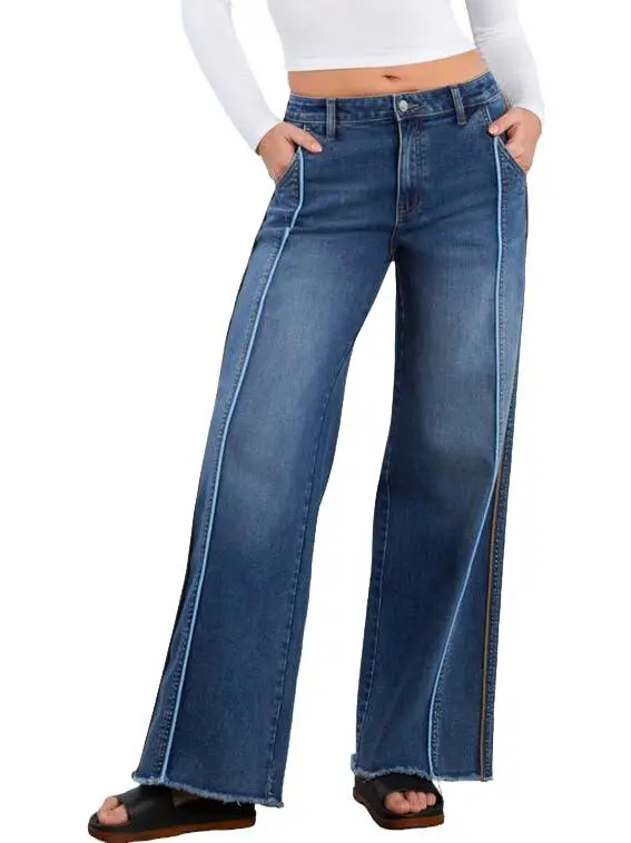 WASH LAB DENIM High-waist Wide-leg Jeans - Shine Blue