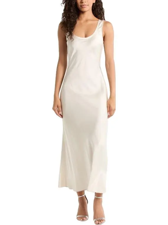 EVER NEW Bias Cut Satin Tank Dress - Oyster