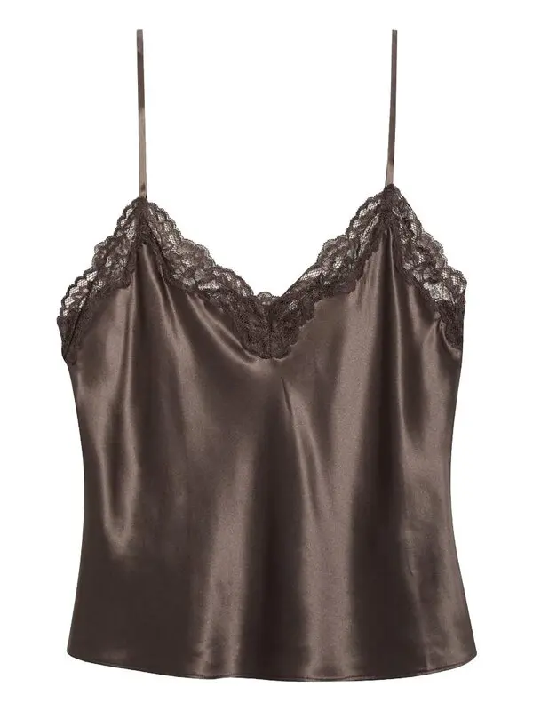 REFORMATION Teddy Lace-trimmed Silk Camisole - Black Pearl Lace