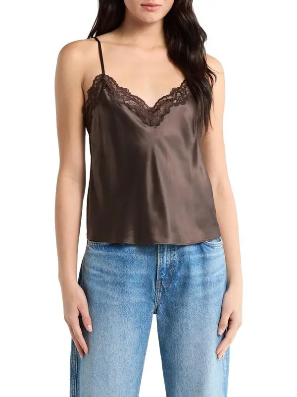 REFORMATION Teddy Lace-trimmed Silk Camisole - Black Pearl Lace