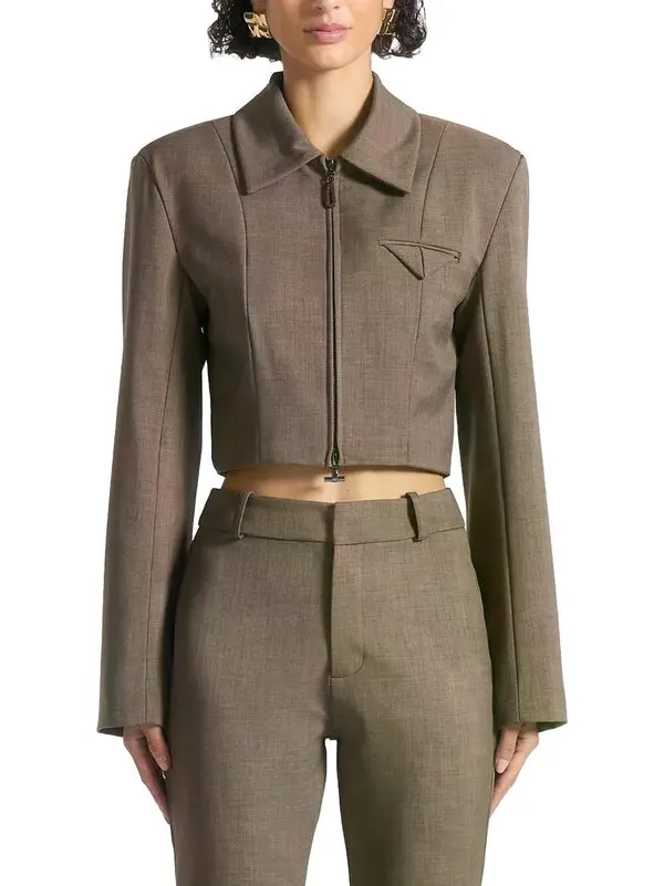 Manière De Voir Wide-shoulder Zip Jacket - Brown