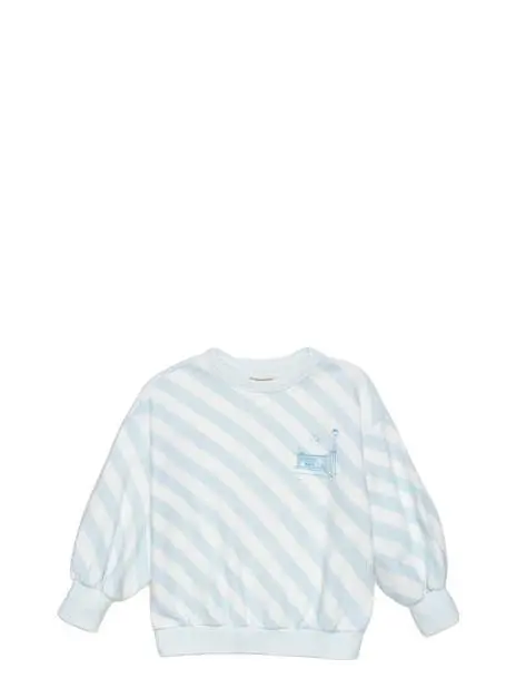THE SUNDAY COLLECTIVE Organic Weekend Sweatshirt - Sky Blue Stripe