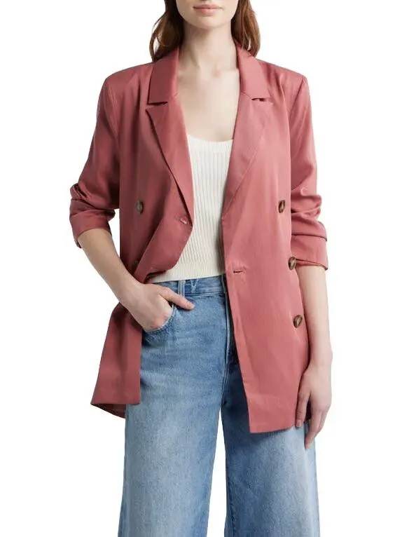 Dra Anthony Double-breasted Longline Blazer - Lipstick