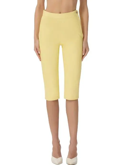 AFRM Calla Faux Leather Capri Pants - Lemon Meringue