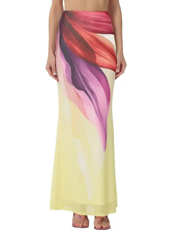 AFRM Tegan Maxi Skirt - Lemon Lotus