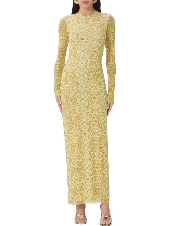 AFRM Didi Print Long Sleeve Maxi Dress - Sunlight Tile