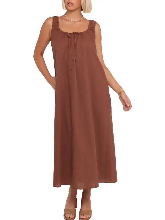 PETAL & PUP Cotton Midi Dress - Chocolate Brown