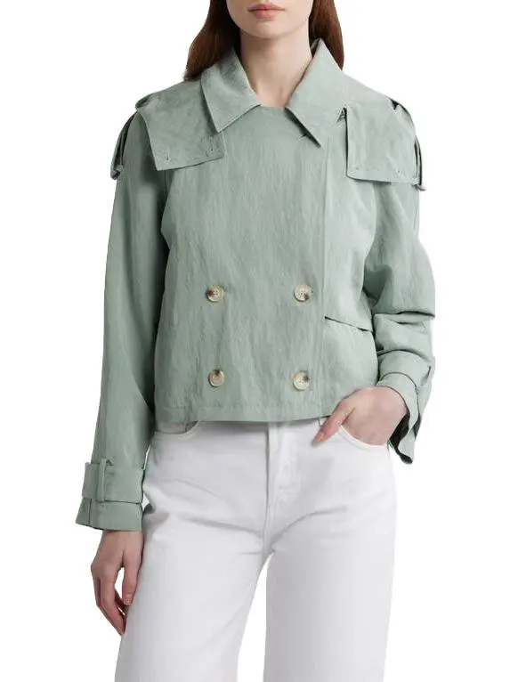 Dra Cambari Hooded Trench Jacket - Sage Green