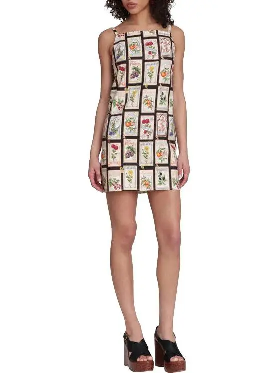 Avec Les Filles Seed Packet Print Minidress - Black Seed Packet