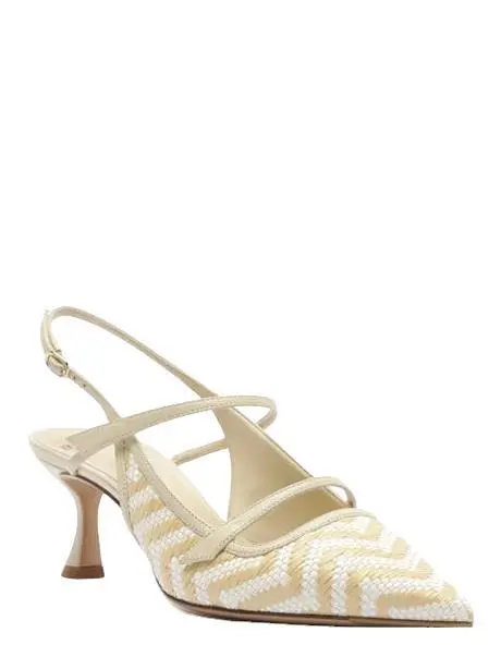ALEXANDRE BIRMAN Tita Raffia Pointed Toe Slingback Pump - Eggshell