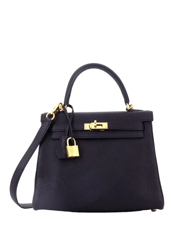 Hermès Kelly Handbag 25 Black Togo With Gold Hardware - Noir