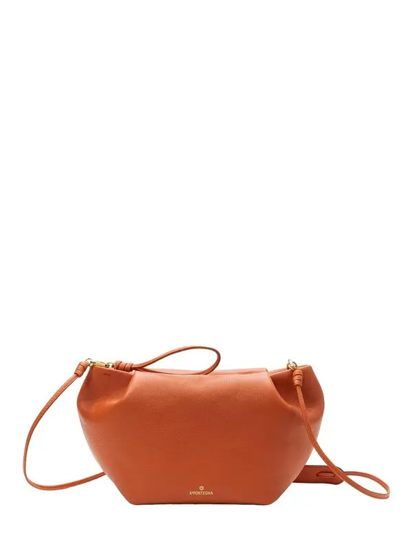 LA PORTEGNA Leather Clutch With Shoulder Strap - Oxide