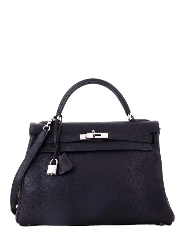 Hermès Kelly Handbag Black Togo With Palladium Hardware 32 - Noir