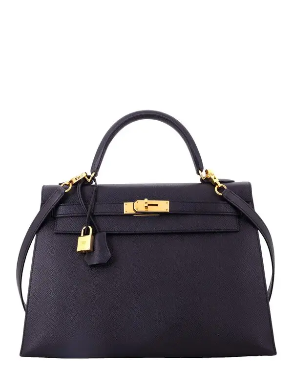 HERMES Kelly Handbag Black Epsom With Gold Hardware 32 - Noir