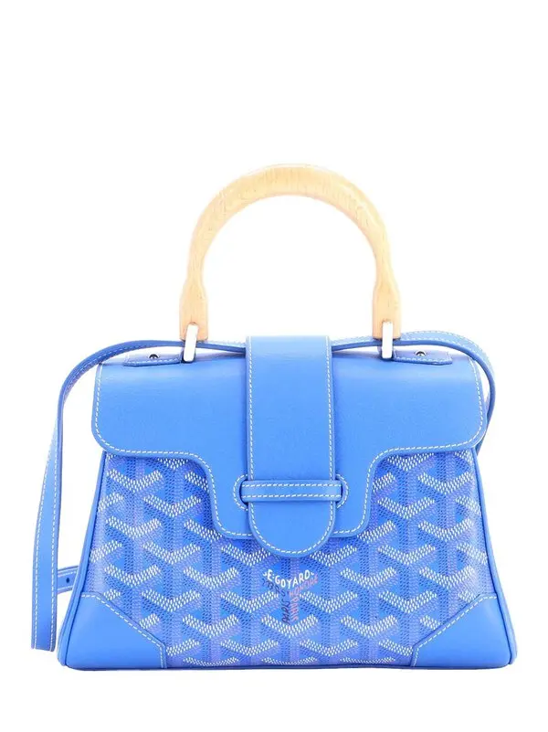 Goyard Saigon Top Handle Bag Coated Canvas With Leather Mini - Blue