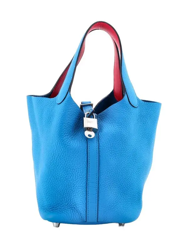 Hermès Eclat Picotin Lock Bag Clemence Pm - Bleu Frida