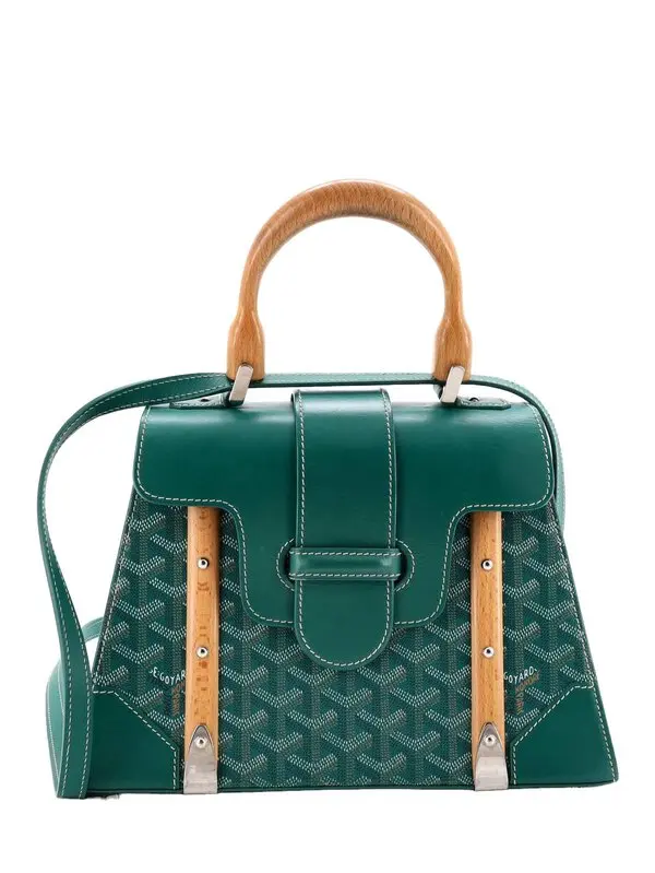Goyard Saigon Top Handle Bag Coated Canvas With Leather Pm - Green